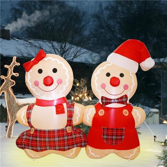 Holiday | 39 Ft Inflatable Light Up Gingerbread Man Couple Wearing ...